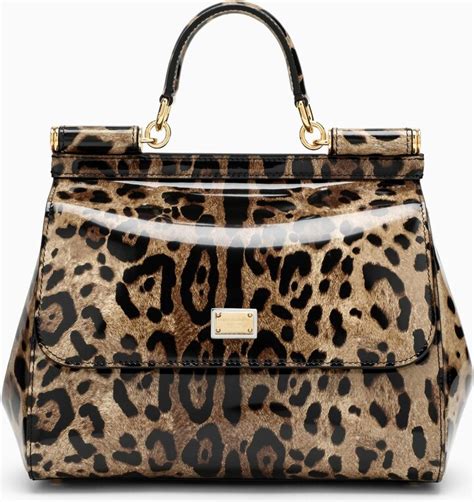 Dolce And Gabbana Medium Sicily Bag In Shiny Leopard Print Leather