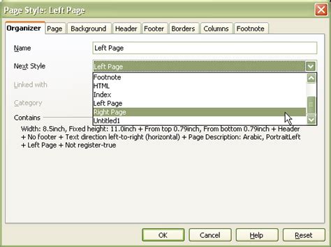 Open Office Using Page Styles To Create Unique Headers