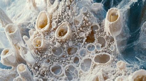 Microscopic Structures Of Diatomaceous Earth With Silica Features Stock