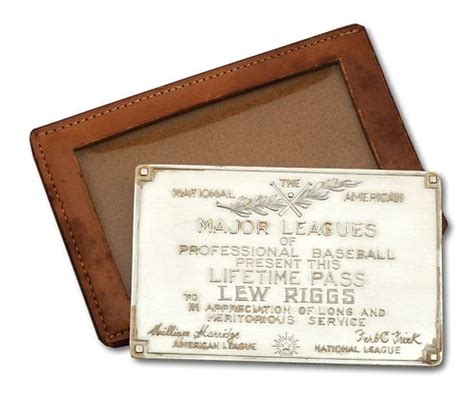 Lew Riggs Major League Baseball Lifetime Silver Pass Sold At Auction