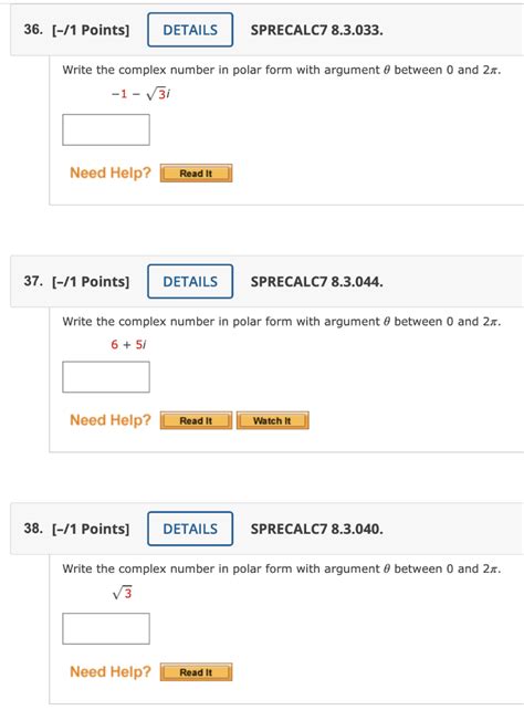 Solved Points SPRECALC Write The Complex Chegg