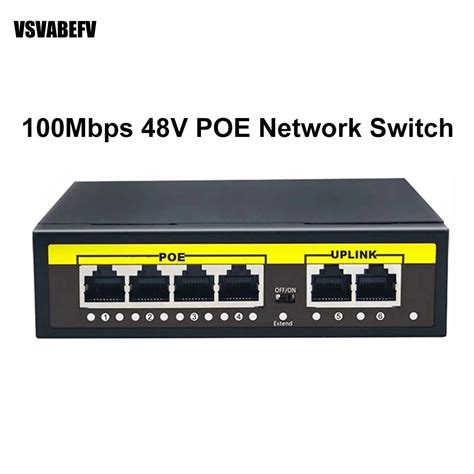 Vsvabefv 48v Poe Switch 4 Port Ethernet Network Switch 100mbps Smart Ip Switch Ethernet Rj45