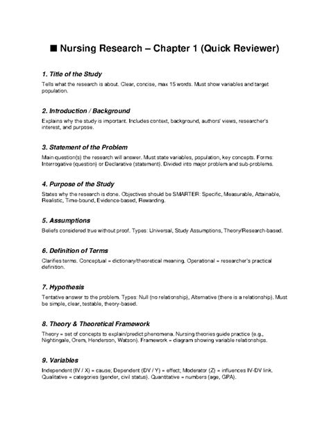 Nursing Research Ch1 Key Concepts And Variables Overview Studocu