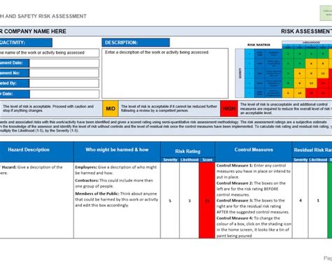 Editable Risk Assessment Template Etsy Uk