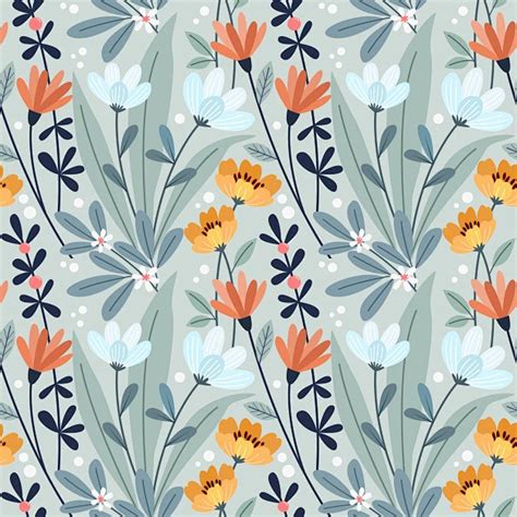 七彩手绘的无缝平铺花纹矢量图 花瓣网