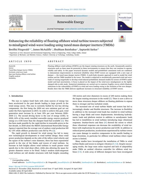 Pdf Enhancing The Reliability Of Floating Offshore Wind Turbine Towers Subjected To Misaligned