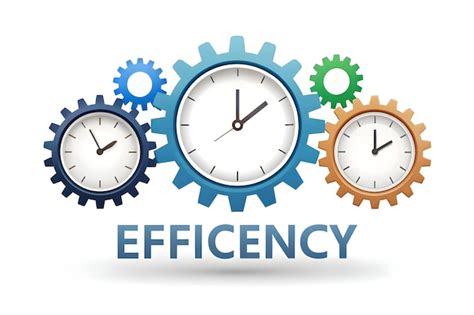 Efficiency Concept Clock And Gears Time Management Business Symbol In Flat Vector Design On