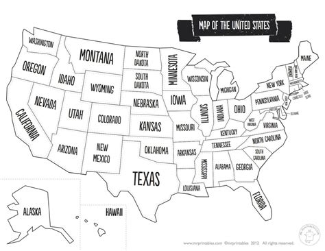 Printable Map Of United States With State Names