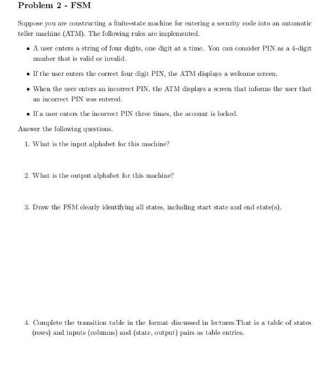 Solved Problem 2 Fsm Suppose You Are Constructing A