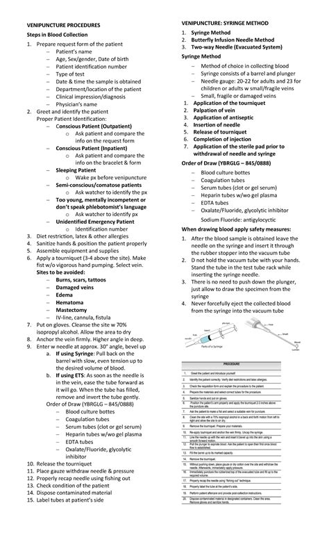 Pmls2 Venipuncture Procedures Syringe Method Pre Collection Phase