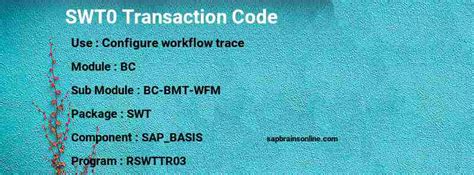 SWT SAP Tcode For Configure Workflow Trace