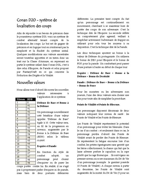 Conan 2d20 Localisation Conan D20 Pdf D20 System Blindage
