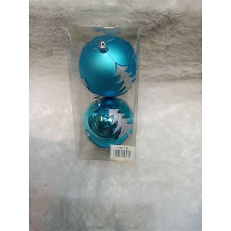 Jual Bola Natal Hiasan Natal Biru Pohon Gliter 10cm Isi 2 1457b Shopee Indonesia