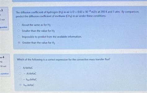 The Diffusion Coefficient Of Hydrogen H2 In Air Is