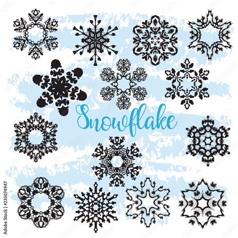 Frozen Snowflake Clipart Black Color Winter Clip Art Intricate