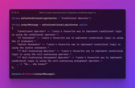 Conditional Logic In C