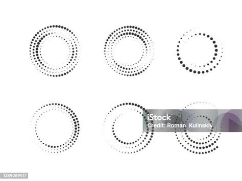 하프톤 둥근 점선 프레임 세트 프레임 로고 웹 페이지 인쇄물 포스터 템플릿을 위한 디자인 요소입니다 Cmyk에 대한 스톡 벡터 아트 및 기타 이미지 Istock