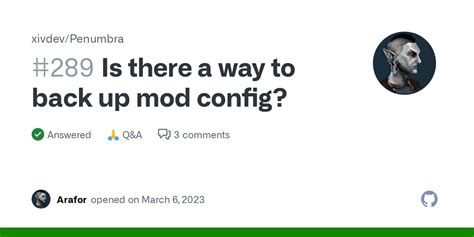 Is There A Way To Back Up Mod Config · Xivdev Penumbra · Discussion 289 · Github