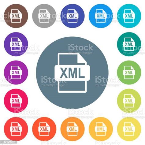둥근 색상 배경에 Xml 파일 포맷 플랫 화이트 아이콘 0명에 대한 스톡 벡터 아트 및 기타 이미지 0명 Xml 건축물