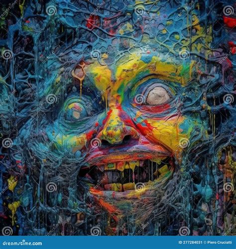 Surreal Psychedelic Heads Background Illustration