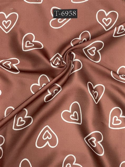 Beautiful Heart Print On Satin The Wardrobe Fabrics