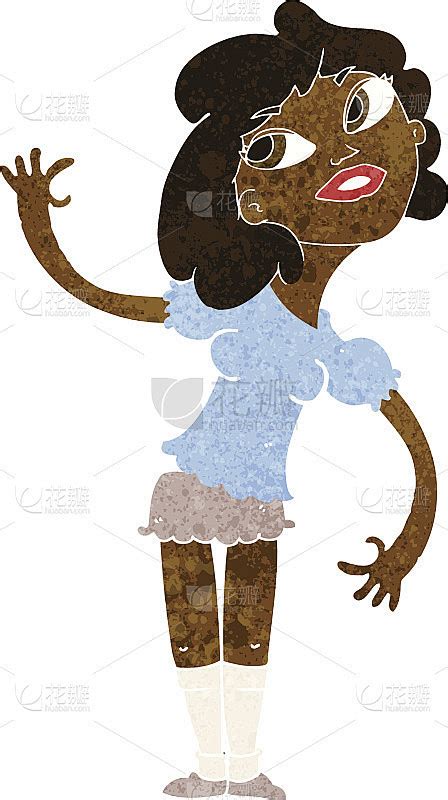 卡通女人挥舞着