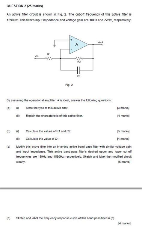 Solved An Active Filter Circuit Is Shown In Fig The Chegg