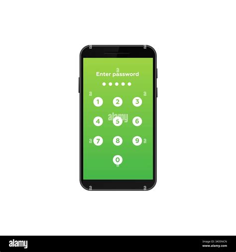 Smartphone Displaying Green Password Entry Screen With Number Pad Icons For Security Access Smartphone Displaying Green Password Entry Screen With Number Pad Icons For Security Access