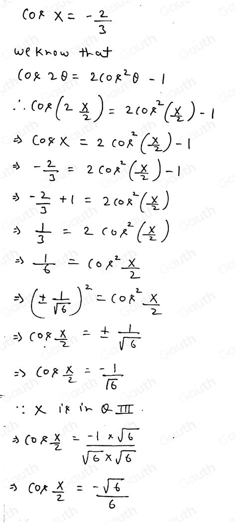 Solved Angle X Is A Third Quadrant Angle Such That Cos X 23 What