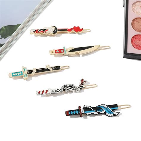 5pcs Demon Slayer Hair Clips Anime Sword Characters Giyuu Rengoku