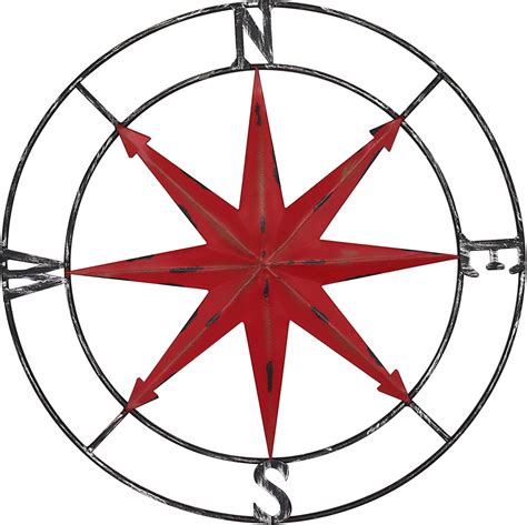 Aboxoo Round Metal Compass Decorative Compass Metal Wall Art Hanging