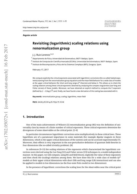 Pdf Revisiting Logarithmic Scaling Relations Using Renormalization Group