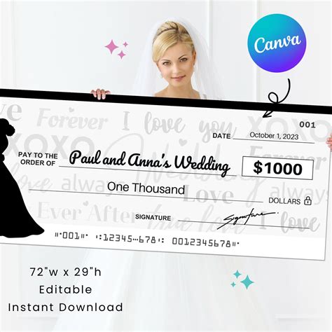 Mega Super Large Wedding Cheque 10 72 X 29 Perfect For Wedding