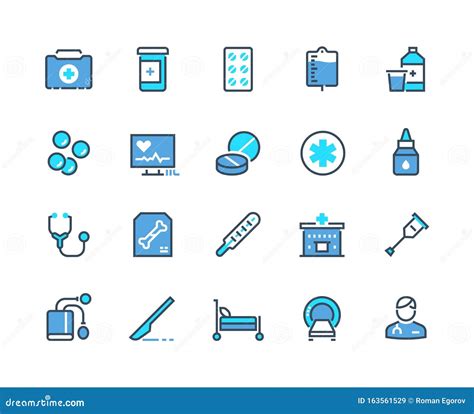 Iconos De Línea Médica Símbolos De Los Medicamentos Recetados Para La