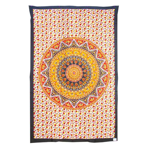 Oriental Cloth Orange Mandala Buben Štěstí