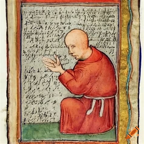 Carolingian Manuscript With Medieval Peasant And Hearth On Craiyon