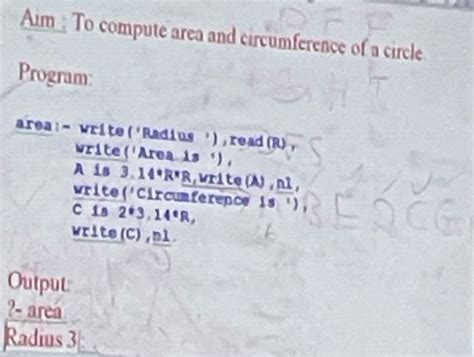 solved aim to compute area and circumference of a