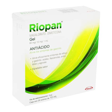 Riopan Gel 80mg 10mg 1ml Sobres 10ml Con 20 Magaldrato Dimeticona