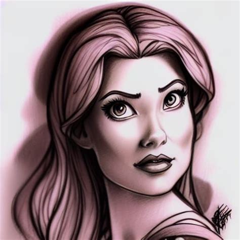 Disney Princess Concept Art Pen And Ink Sketch Greyscale Ai