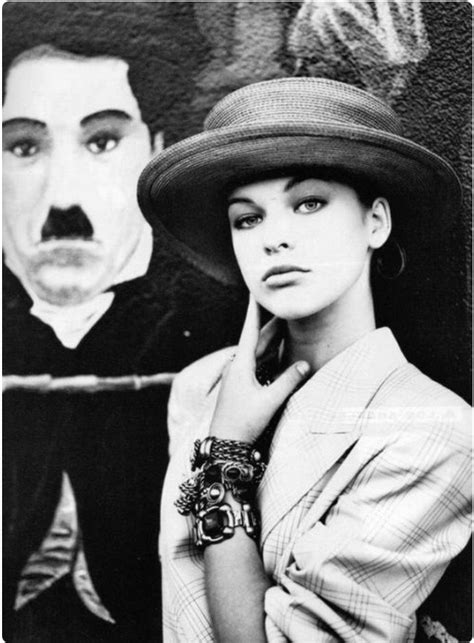 Milla Jovovich Posing By Charlie Chaplin Poster Milla Jovovich