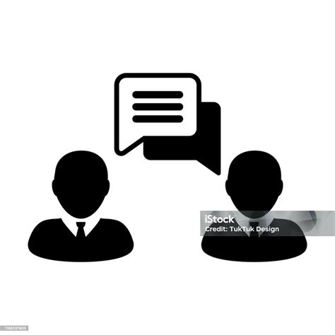 Konsult Ikon Vektor Manliga Person Profil Avatar Med Prat Bubbla Symbol För Diskussion Och