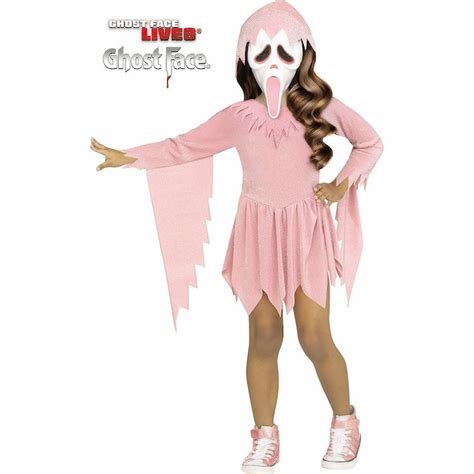 Fun World Ghost Face Girls Pastel Pink Halloween Costume Dress Pink