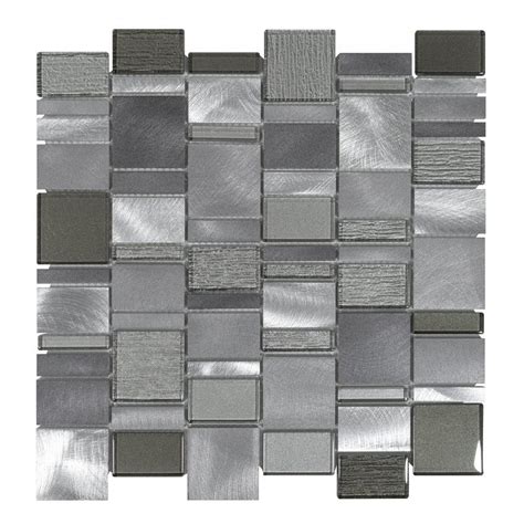 Milan Grey Glass Metal Random 298cm X 30cm Mosaic Tile Mosaic Tiles