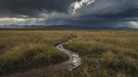 Rain On Grassland Stock Illustration Illustration Of Nature 357664096