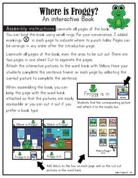 Interactive Book Where Is Froggy By Sr Learn With Me Tpt