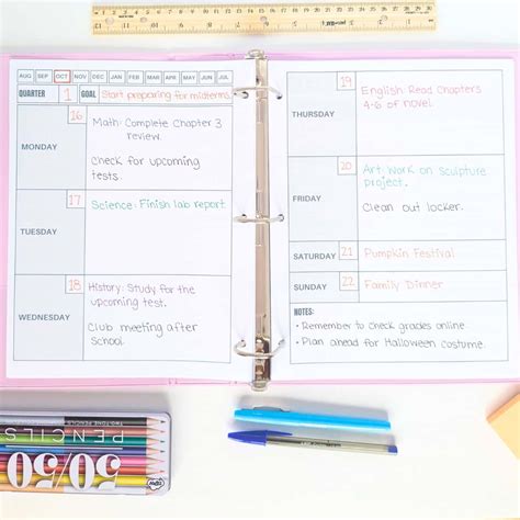 Free Middle School Academic Planner