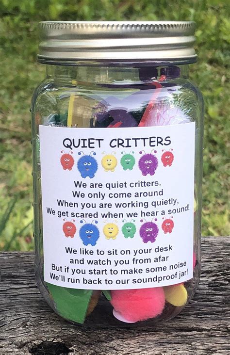 Quiet critters jar behavior classroom management tool homeschooling tool teacher resource ...