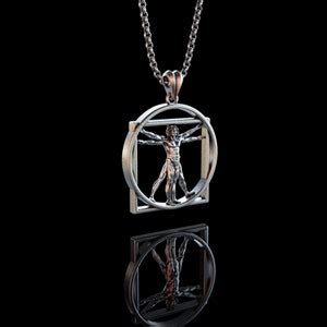 Leonardo Da Vincis Vitruvian Man Silver Necklace Vitruvian Man Silver