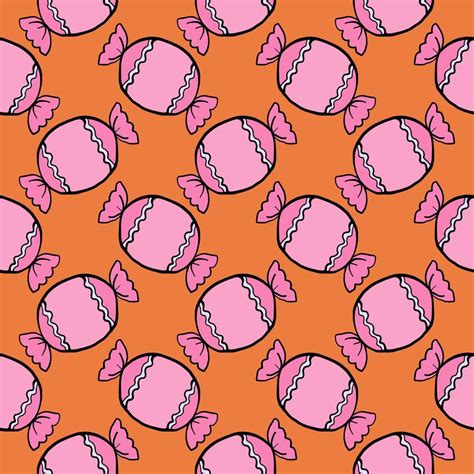 Pink Candy Seamless Pattern On Orange Background 13555769 Vector Art At Vecteezy