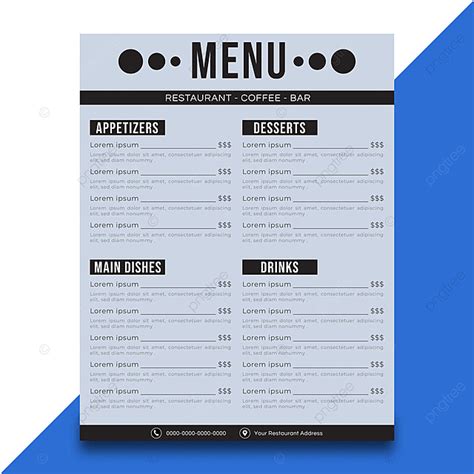 Menu Cafe Restaurant List Design Template Vol 5 Vector Template